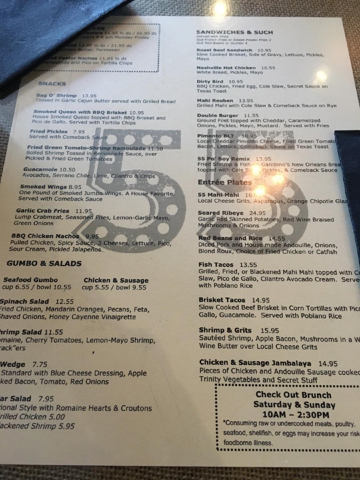 Menu at 55 South pub & bar, Franklin, 403 Main St
