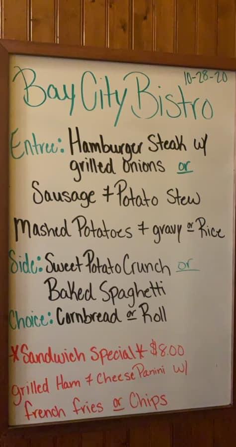 Menu at Bay City Bistro cafe, Morgan City