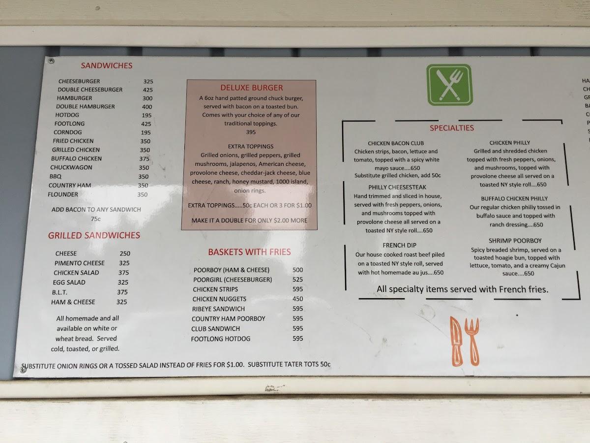 Menu at Don's Grill restaurant, Maiden