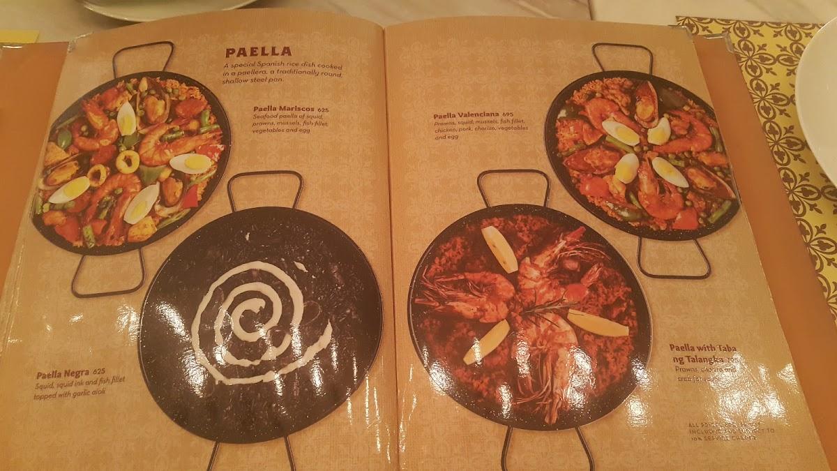 Menu at El Corazon restaurant, Taguig