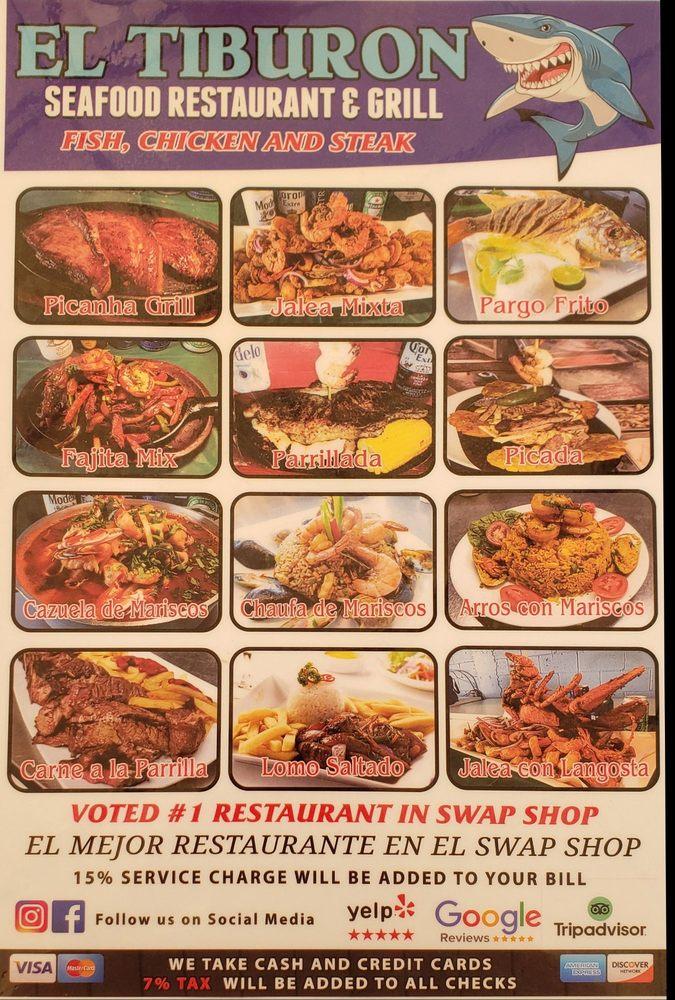 Menu at El Tiburon Seafood Restaurant bar and grill, Fort Lauderdale