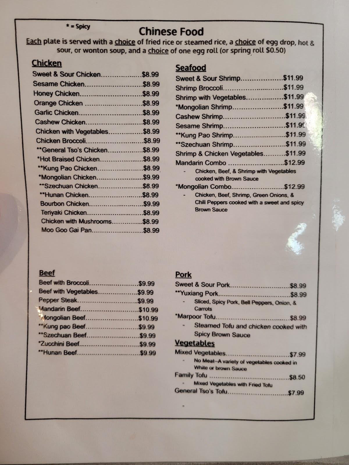 Carta de KT Pho Asian Restaurant - Cedar Bluff, AL, Cedar Bluff