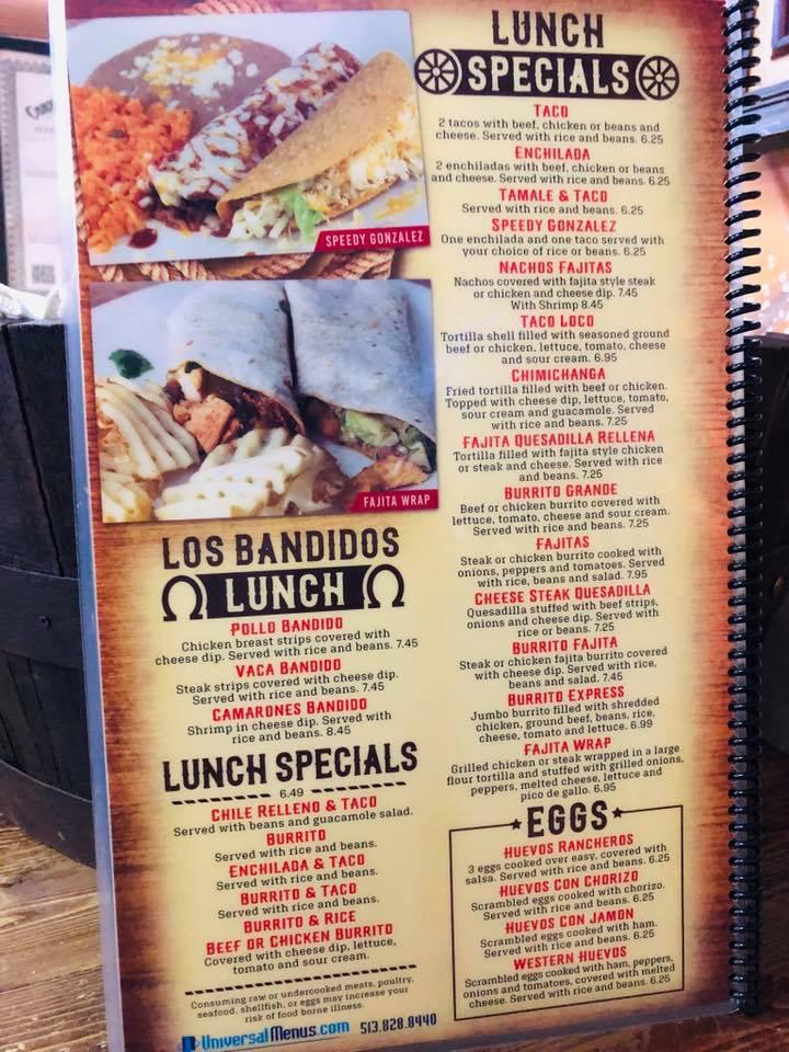 Menu at Los Rodeos Mexican Restaurant, Mount Sterling