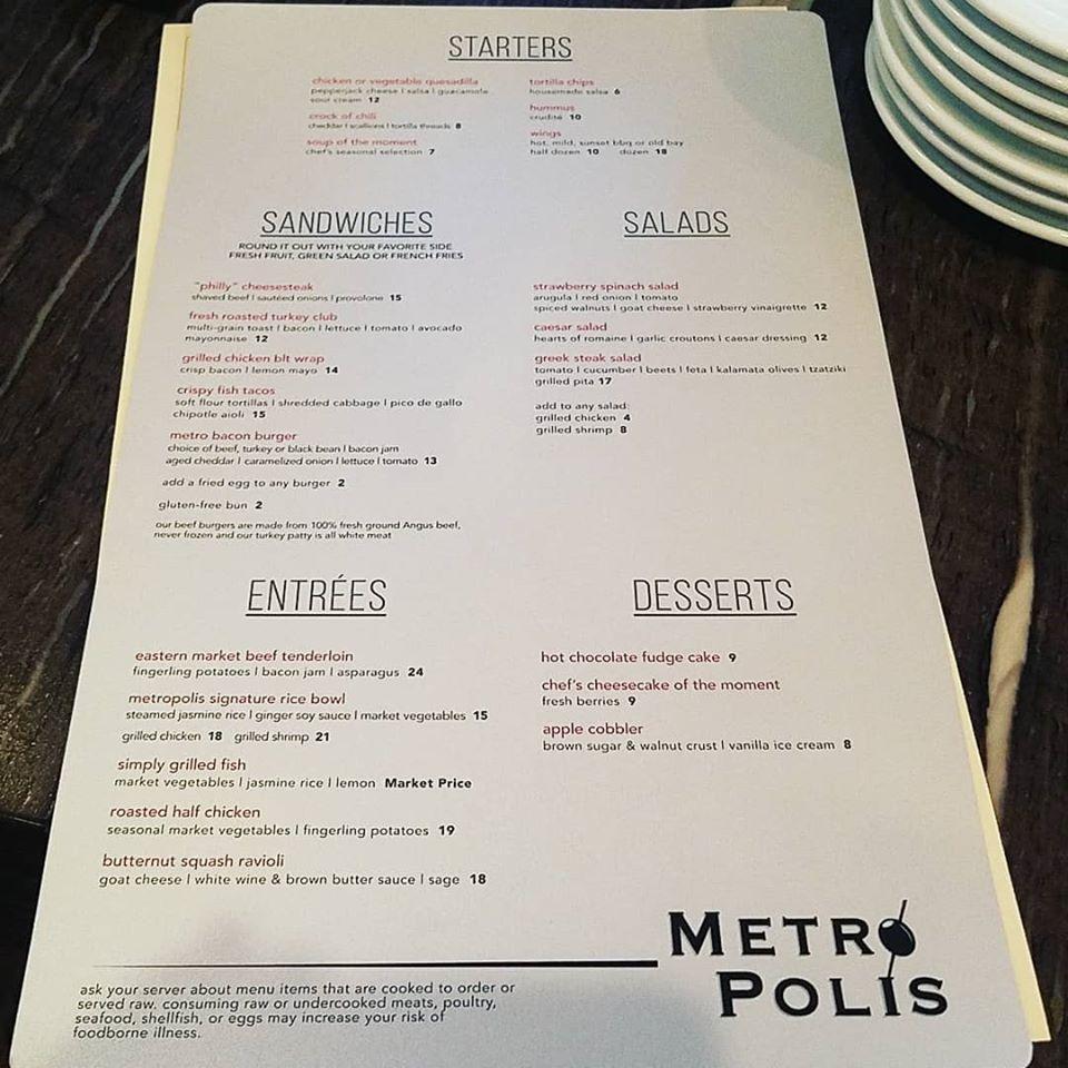 Menu at Metro Polis pub & bar, Romulus