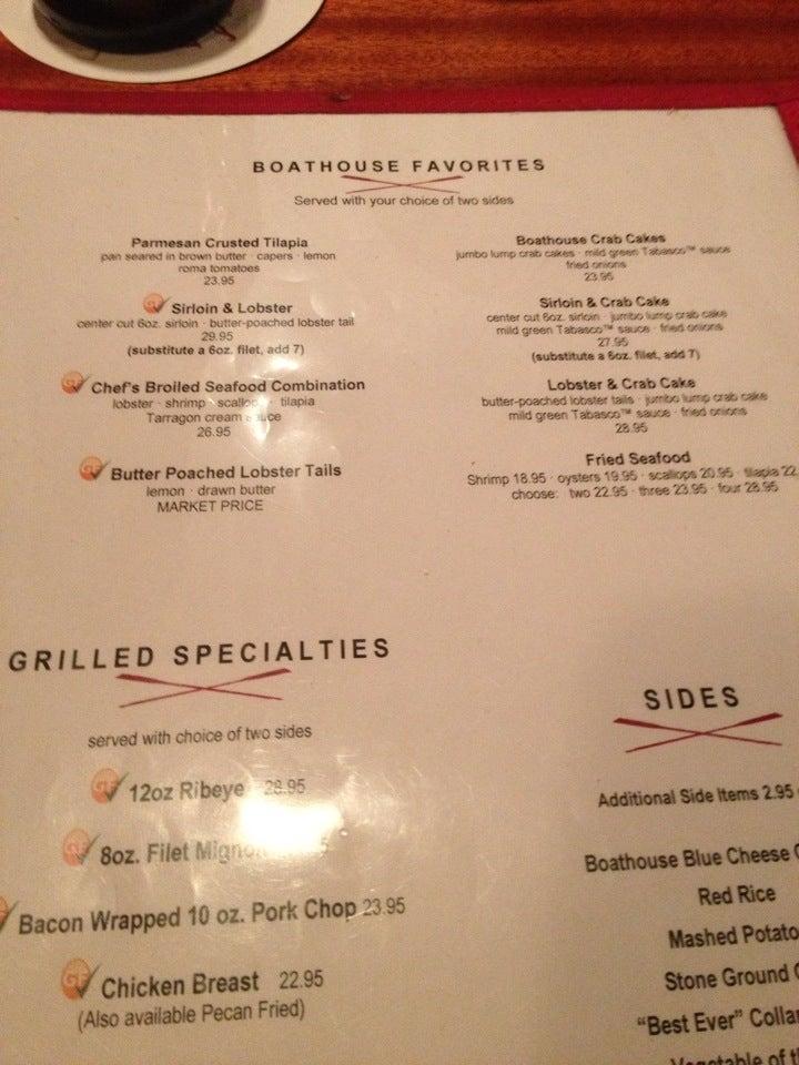 Menu at The Boathouse at Breach Inlet pub & bar, Isle of Palms
