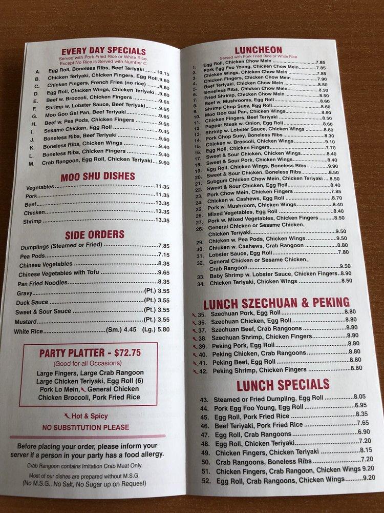 Menu at Canton Express Restaurant, Augusta