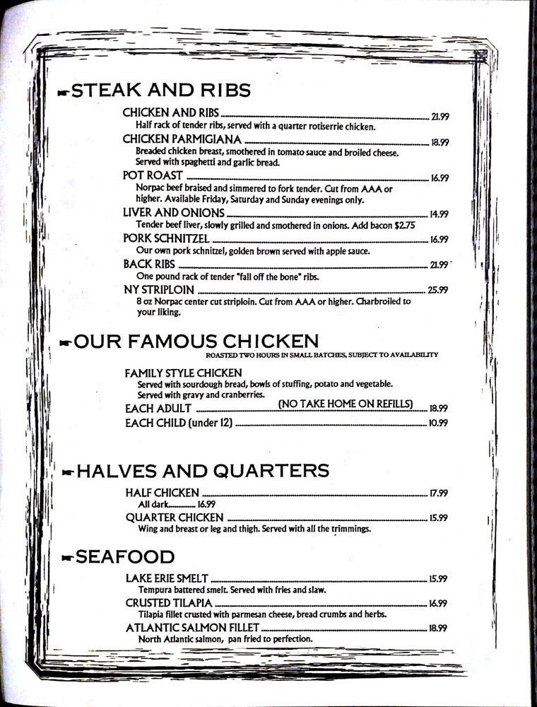 Menu at New Sarum Diner restaurant, Canada
