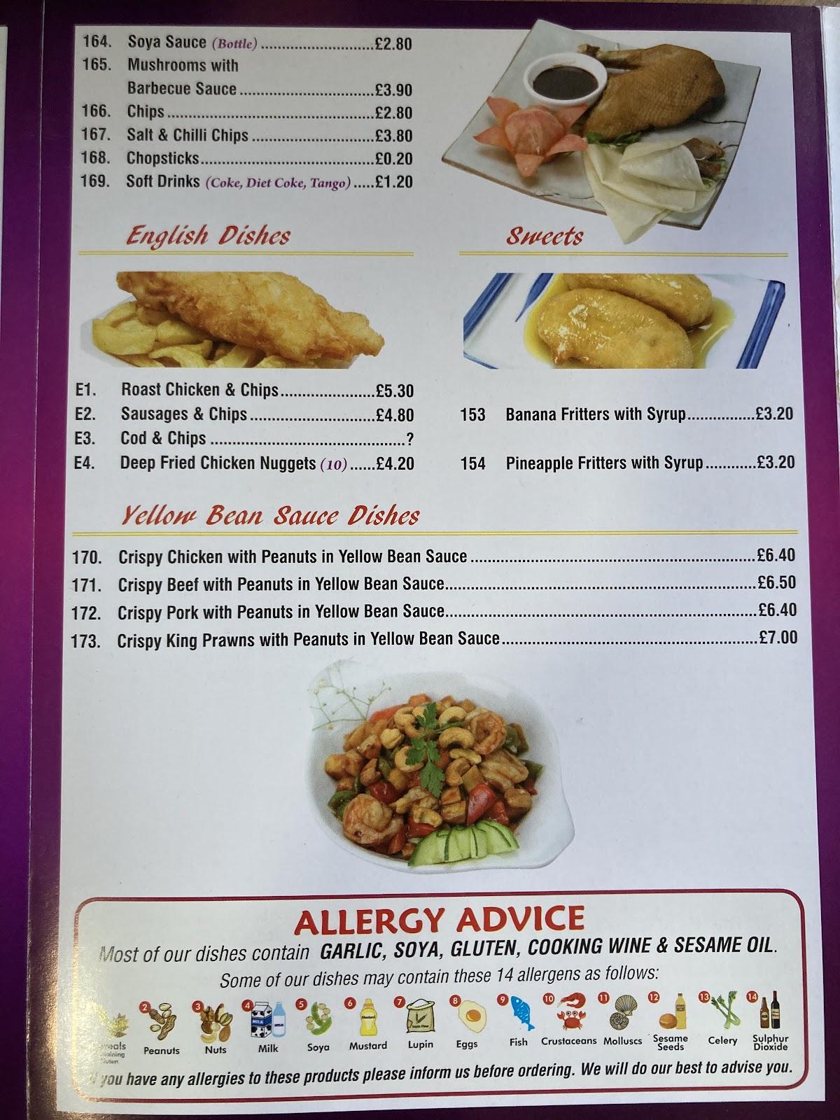 Menu at New Ying Wah Chinese takeaway fast food, Plymouth