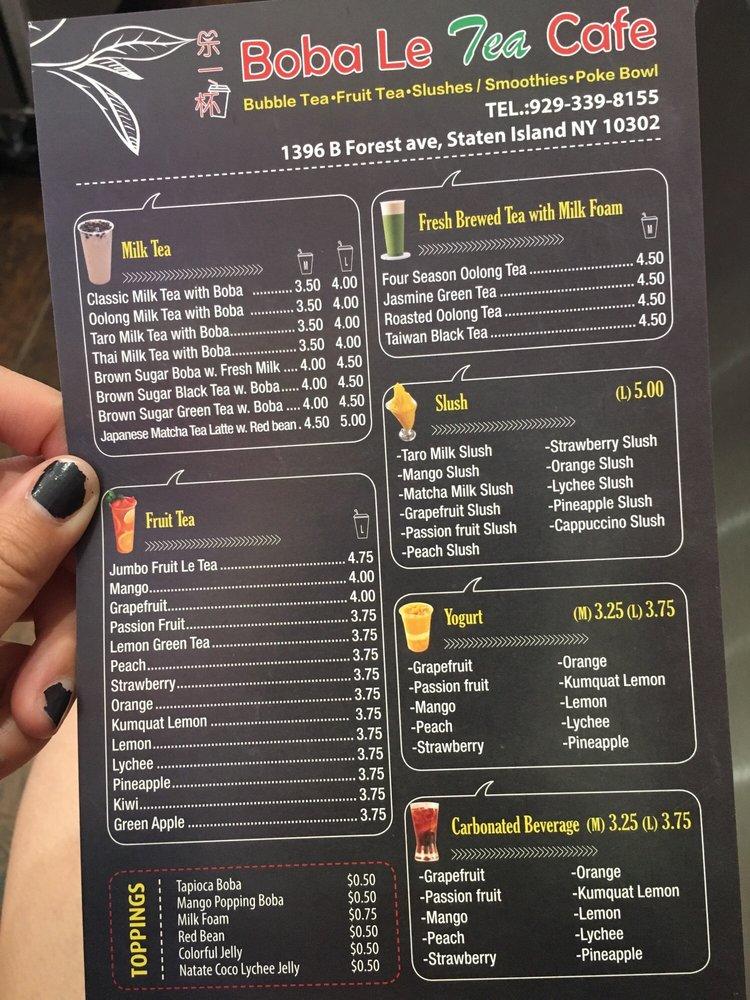 Menu at Boba Le Tea Cafe, Bayonne