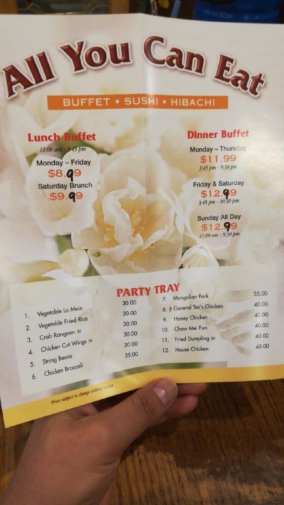 Menu at Eastern Buffet restaurant, Columbia, Forest Dr # 122