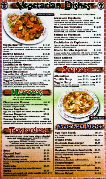 Menu at La Hacienda Real restaurant, Salem, Commercial St SE