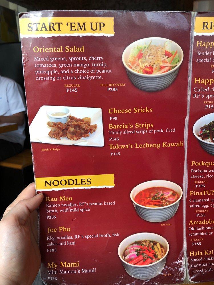 Menu at Recovery Food, Taguig, 32nd Street