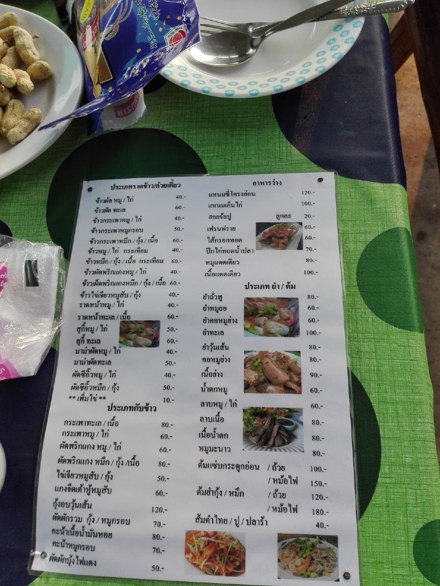 Menu at The botanic restaurant, Huai Kapi