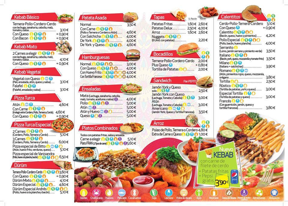 Menu at Indian Kebab y Bar, Córdoba