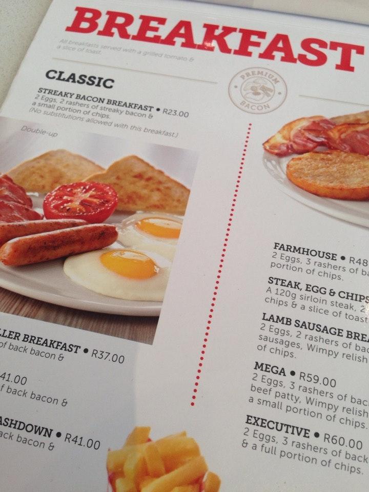 Menu at Wimpy restaurant, Pretoria, and, Glenfair Boulevard, Shop 79 ...