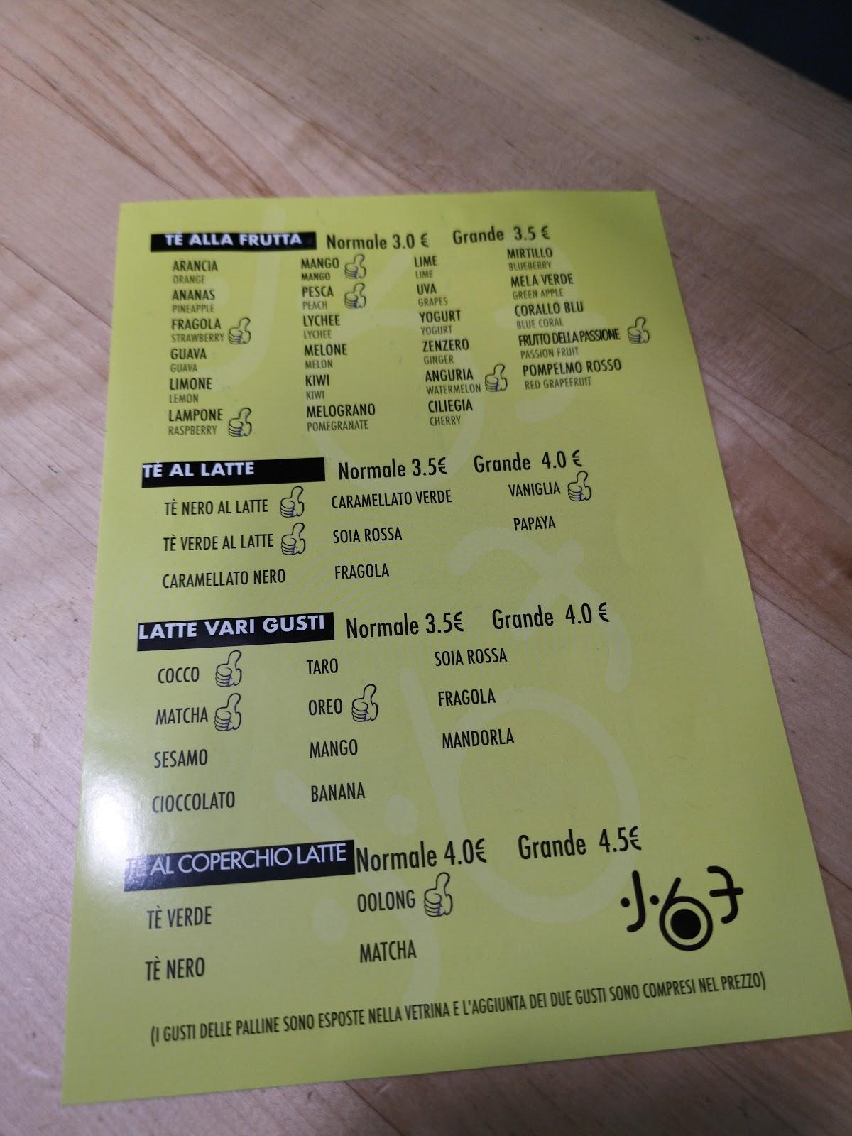 Menu da Bubble Tea Forest ristorante, Torino