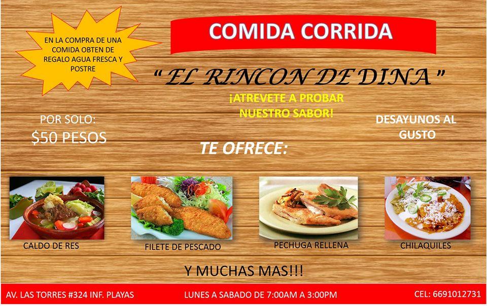 Menu at El Rincón de Dina restaurant, Mazatlán