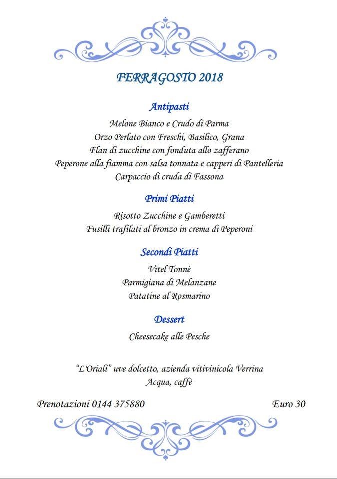 Menu da Il Ritrovo di Serio Antonio ristorante, Prasco