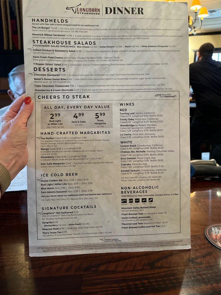 Menu at LongHorn Steakhouse, Port Richey