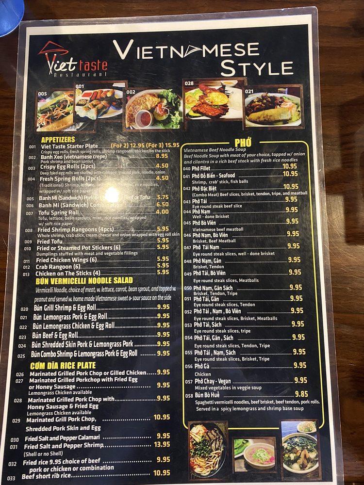 Menu at Viet Taste Libertyville (Phở House And Banh Mi Baguette ...