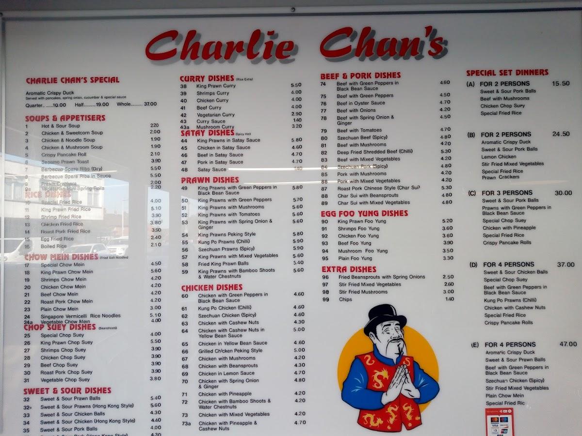 Menu at Charlie Chans fast food, Eastbourne