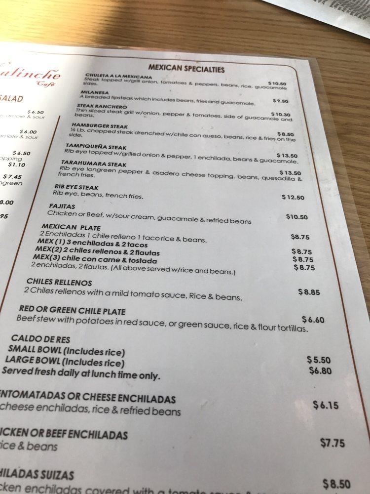 Menu at La Malinche restaurant, El Paso, Doniphan Dr # A1