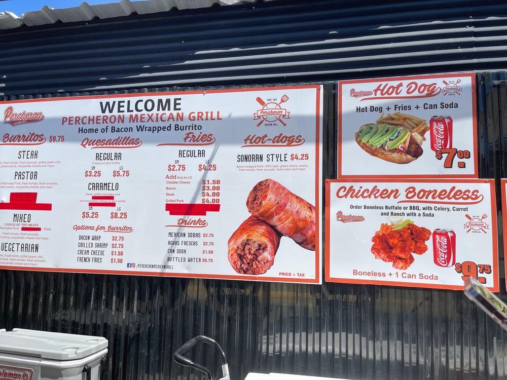 Menu at Percheron Mexican Grill restaurant, Tucson, S 12th Ave