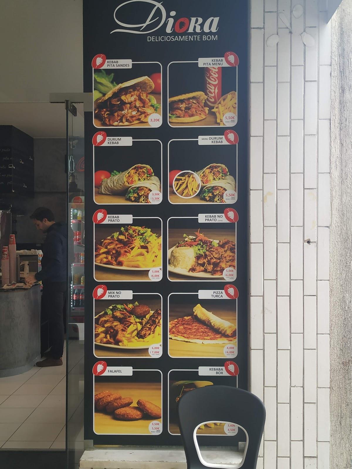 Menu at Diora Doner Kebab restaurant, Leiria