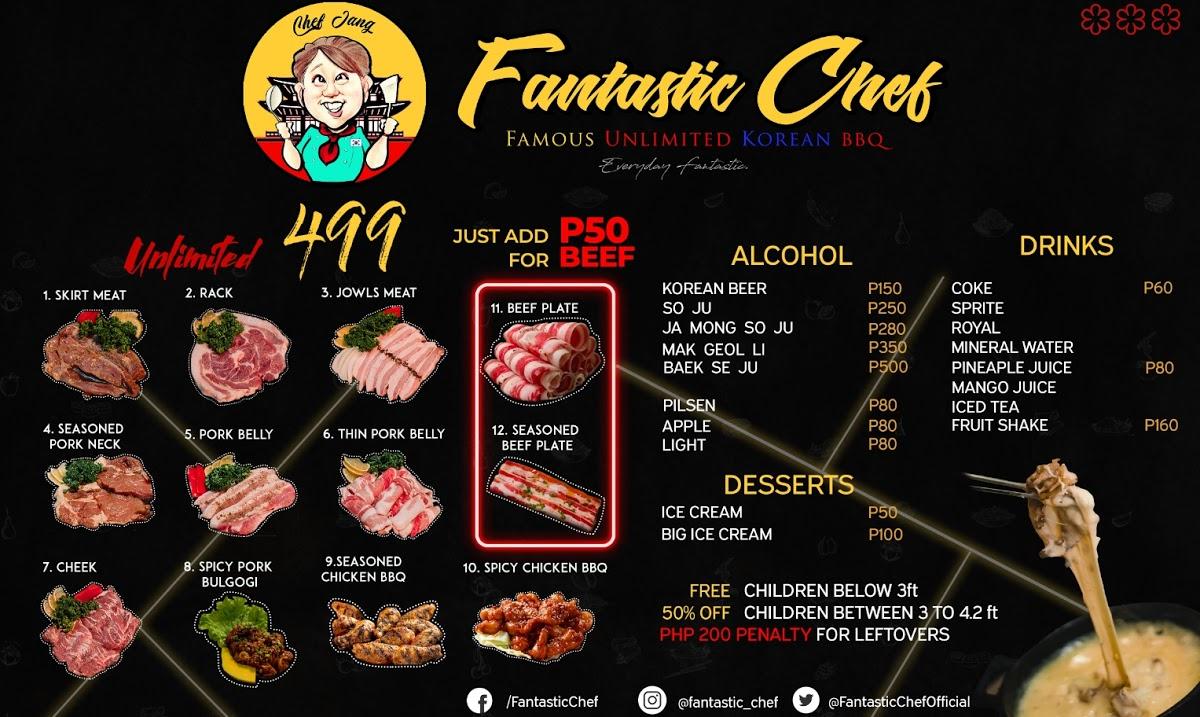 Menu at Fantastic Chef - Korea Town Manila restaurant, Manila, Building