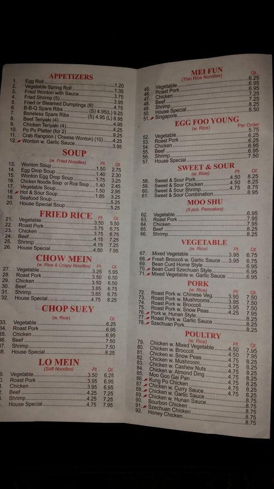 Menu at Green Jade restaurant, Depew