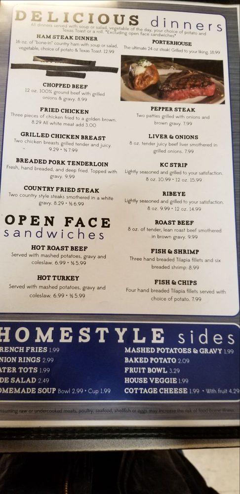 Menu at Jones Restaurant and Truck Stop, Lebanon