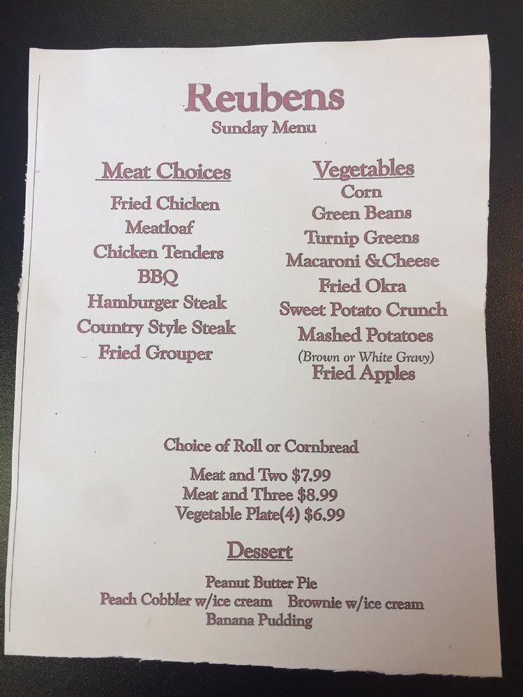 Carta del pub y bar Reubens (POWDERSVILLE), Powderville, Anderson Rd
