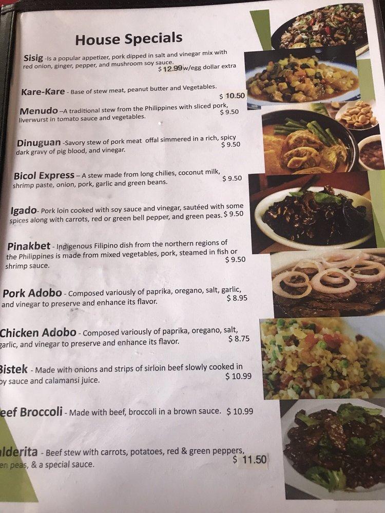 Menu at Ruby-Gin Filipino Restaurant, Pensacola, 2 N Old Corry Field Rd