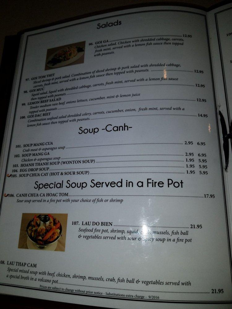 Menu at Saigon Basil restaurant, Northglenn
