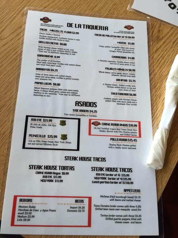 Menu at Asadero Prime steakhouse, Kent, 310 Washington Ave N