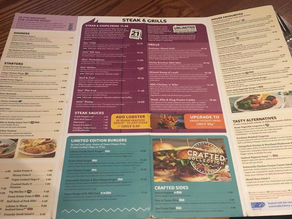 Menu at Moor Mill Beefeater pub & bar, Radlett