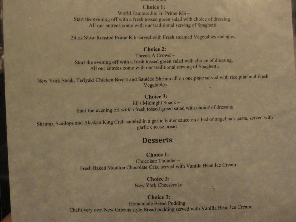 Menu at Steven's Steak & Seafood House steakhouse, Commerce