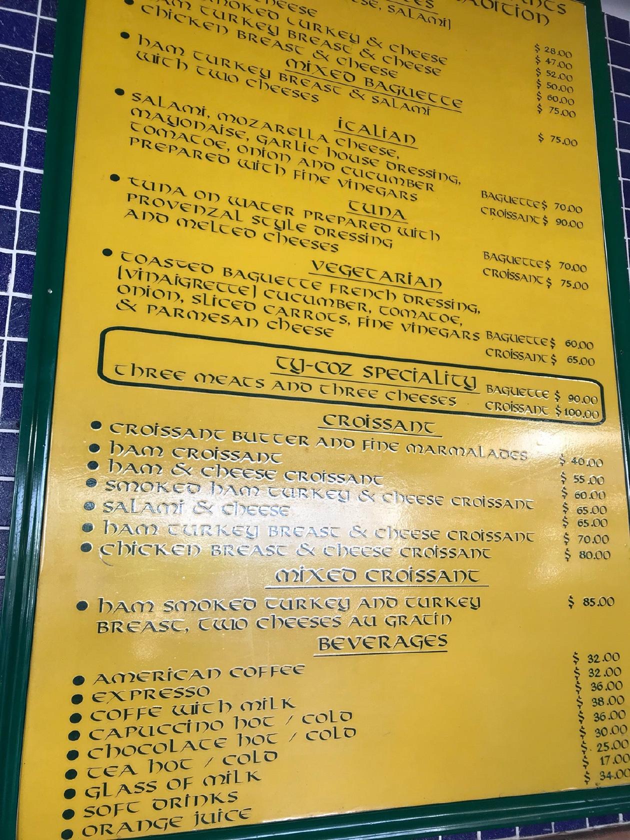 Carta del restaurante Ty-Coz EXPRESS, Cancún, Km 8.5 MZA 48 LTE 1 Local 3