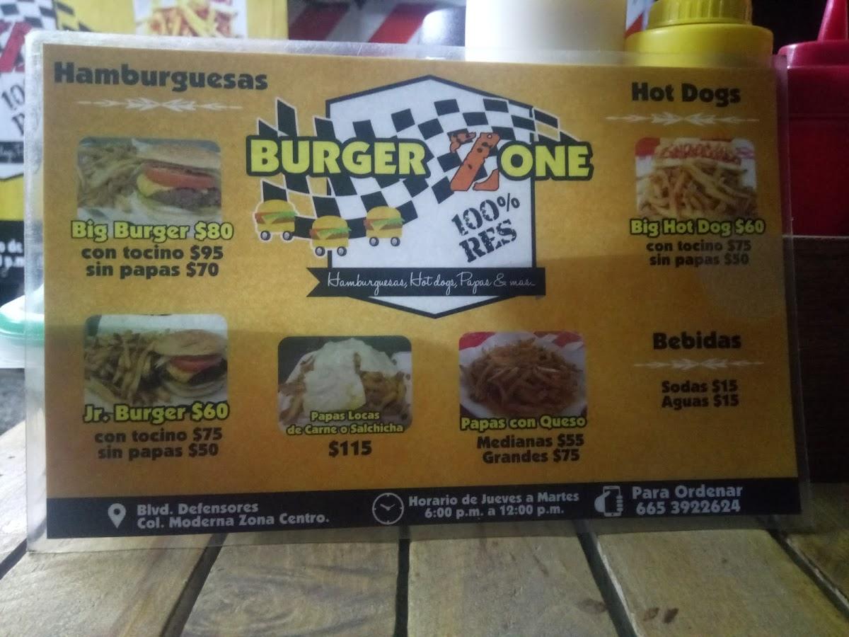 Menu at Burger Zone restaurant, Tecate