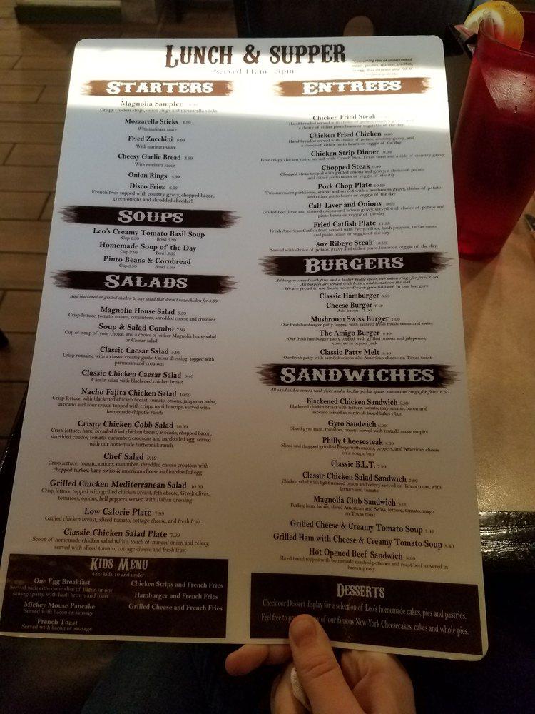 Menu at Magnolia Cafe, Durant