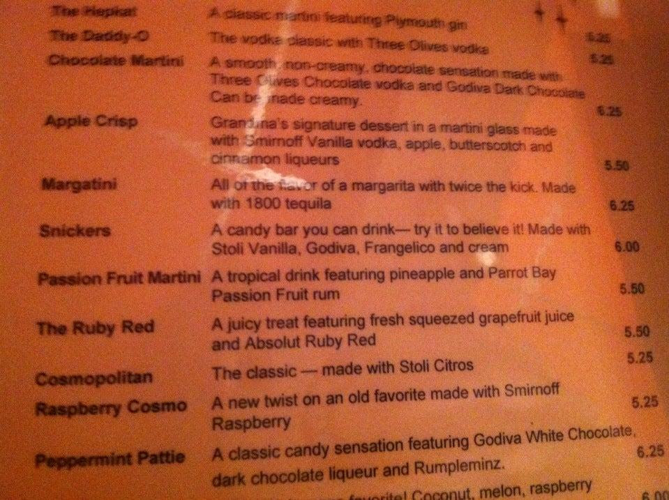 Menu at The Starlite Lounge pub & bar, Lincoln