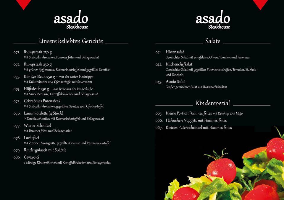 Menu at Asado Steakhouse, Lauenförde