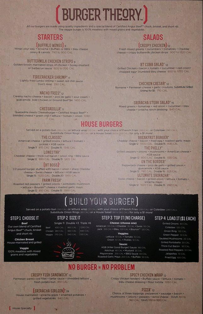 Menu at Burger Theory pub & bar, Decatur