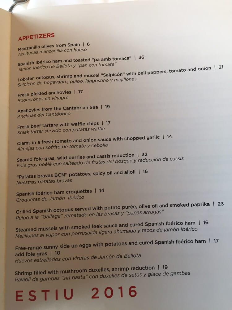 Menu at BCN Taste & Tradition restaurant, Houston