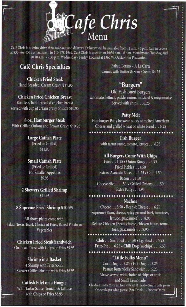 Menu at Cafe Chris, Pleasanton, W Oaklawn Rd C