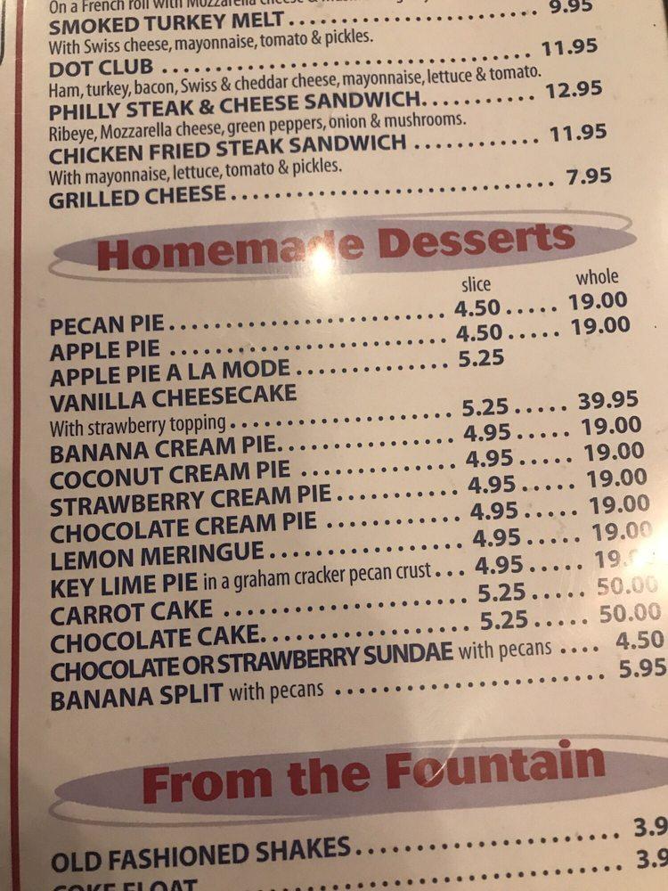Menu at Dot Coffee Shop restaurant, Houston, I-45 S. at Woodridge