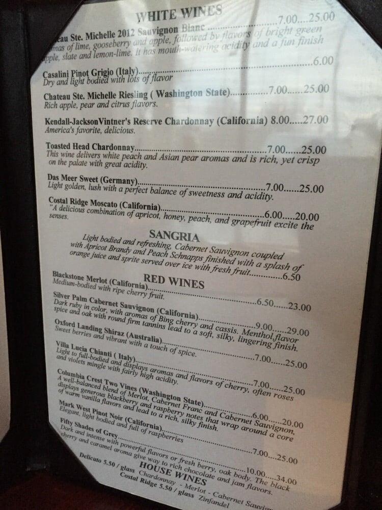 Menu at Grille 58 restaurant, Halifax