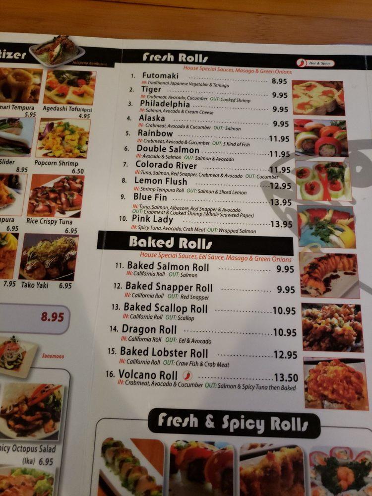 Menu at Blue Fin Sushi & Grill restaurant, Yuma