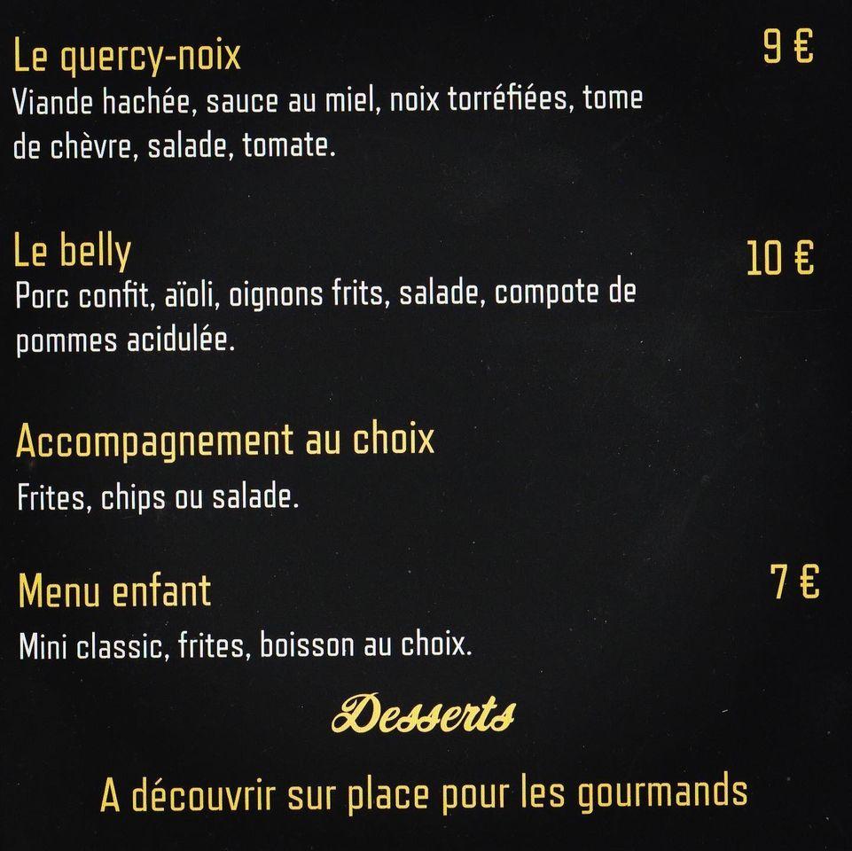 Menu at CAB la caravane à burgers restaurant, Mayrinhac-Lentour