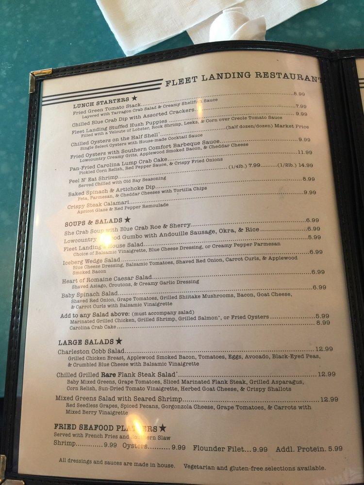 Menu at Fleet Landing Restaurant & Bar, Charleston